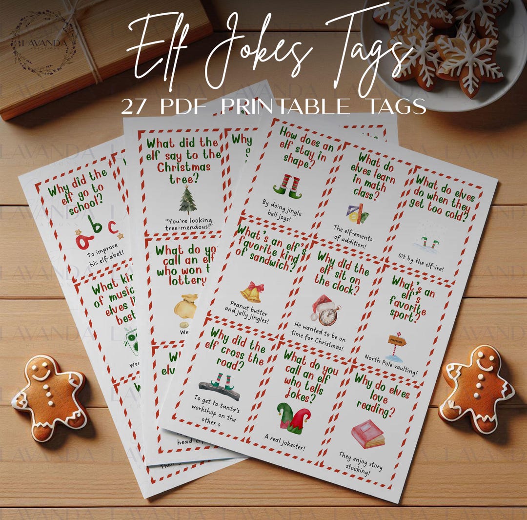 Elf Printable Daily Jokes Cards for Kids Welcome Elf Funny Message Tag ...