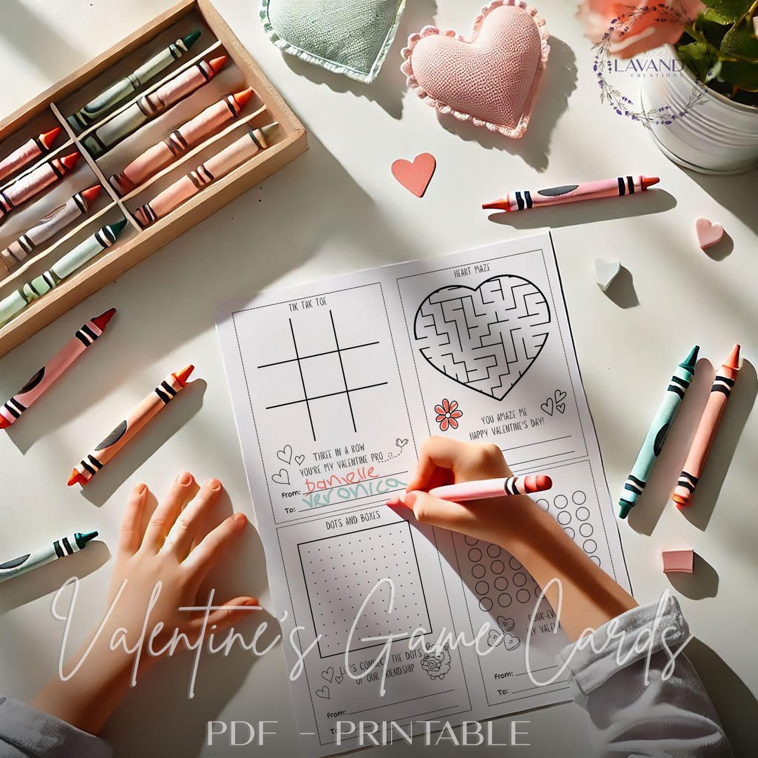 Kids Valentine's Day Printable Name Tags Coloring Games School Friends ...