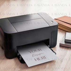 Digital Download Black Printer Mock Up, Desk Printer Printing Blank ...