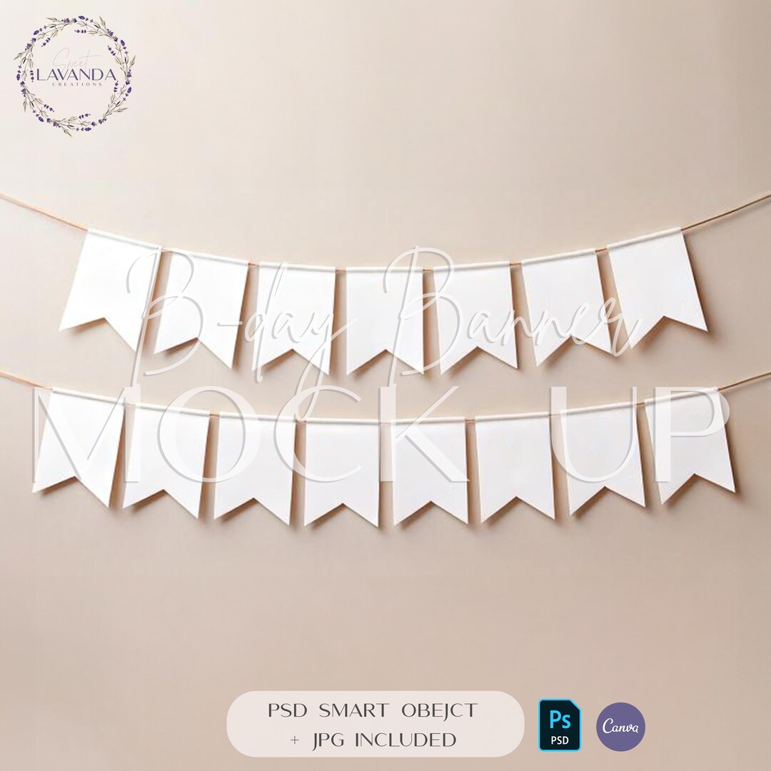 Boho Birthday Minimalist Banner Mock up Party Bunting Mockup, Birthday ...