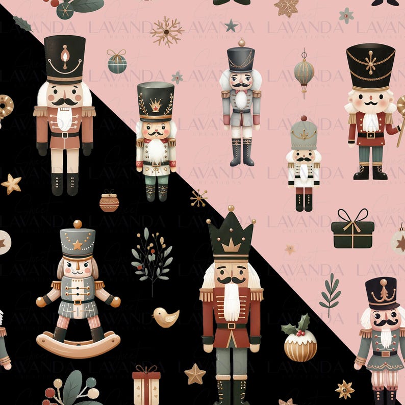 Christmas Nutcracker Seamless Pattern: Holiday Digital Paper (PNG, JPG ...