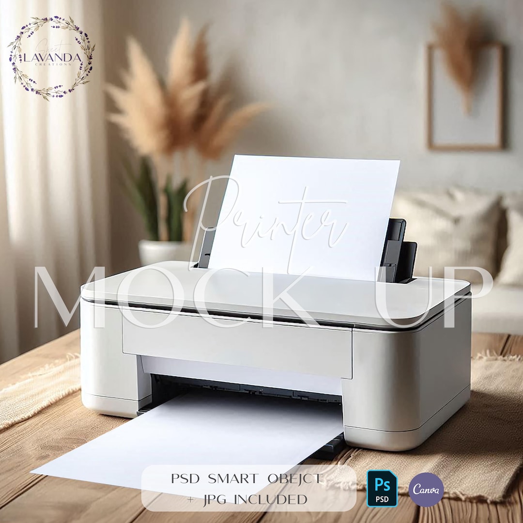 White Printer Mockup Home Printer Printing 8.5x11" Paper Mock up Boho ...