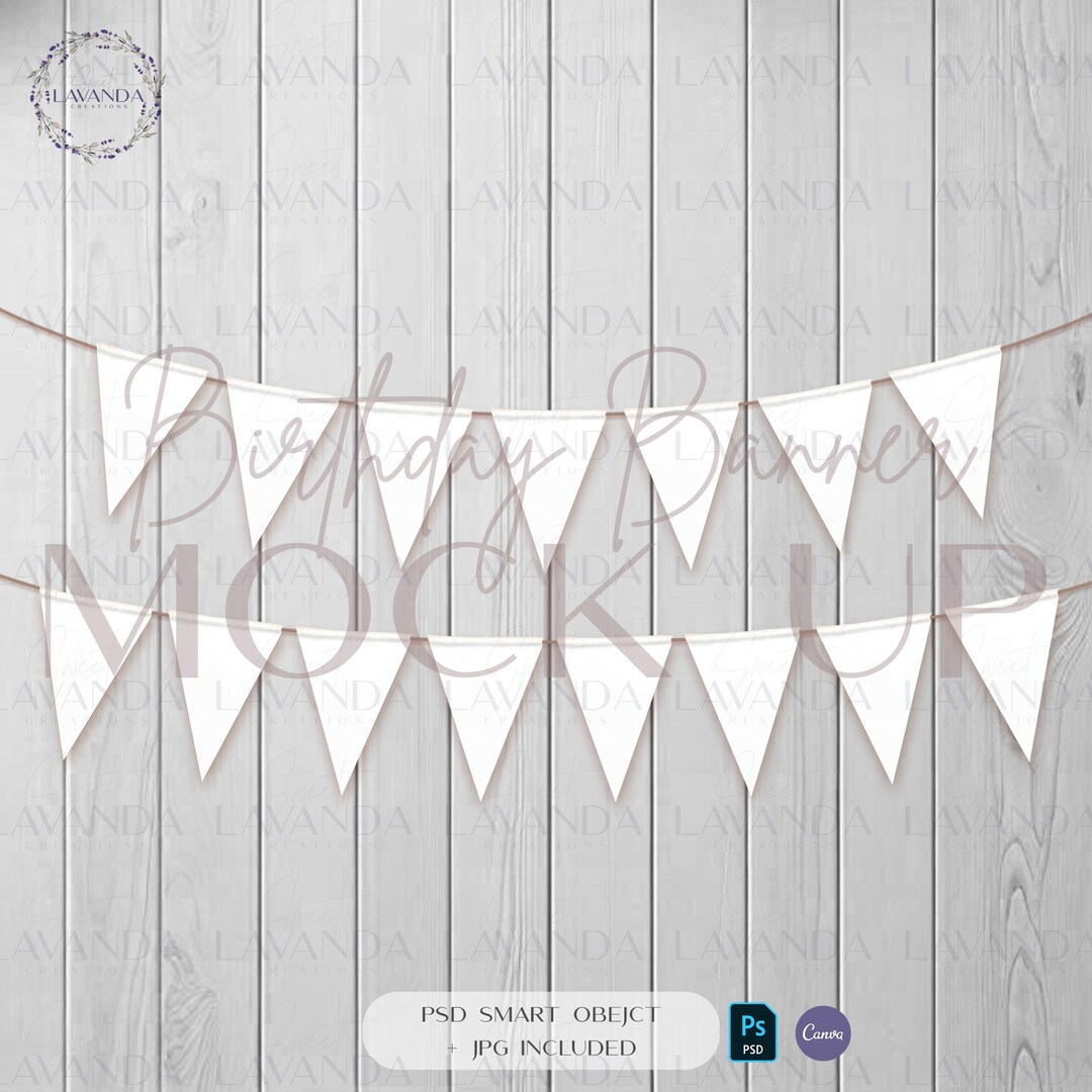 Triangle Birthday Banner Mock up 5x7 Flags Party Bunting Mockup ...