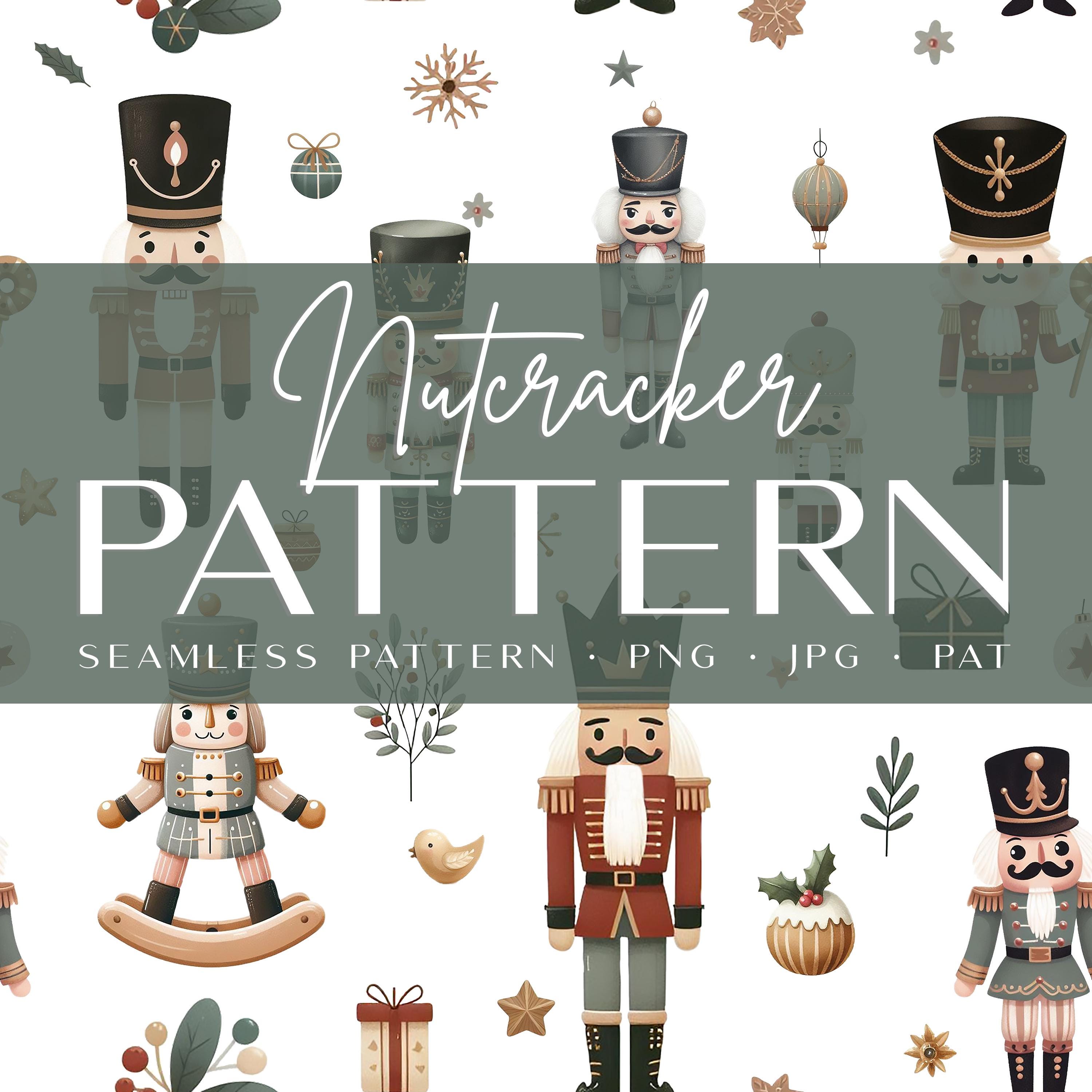 Christmas Nutcracker Seamless Pattern: Holiday Digital Paper (PNG, JPG ...