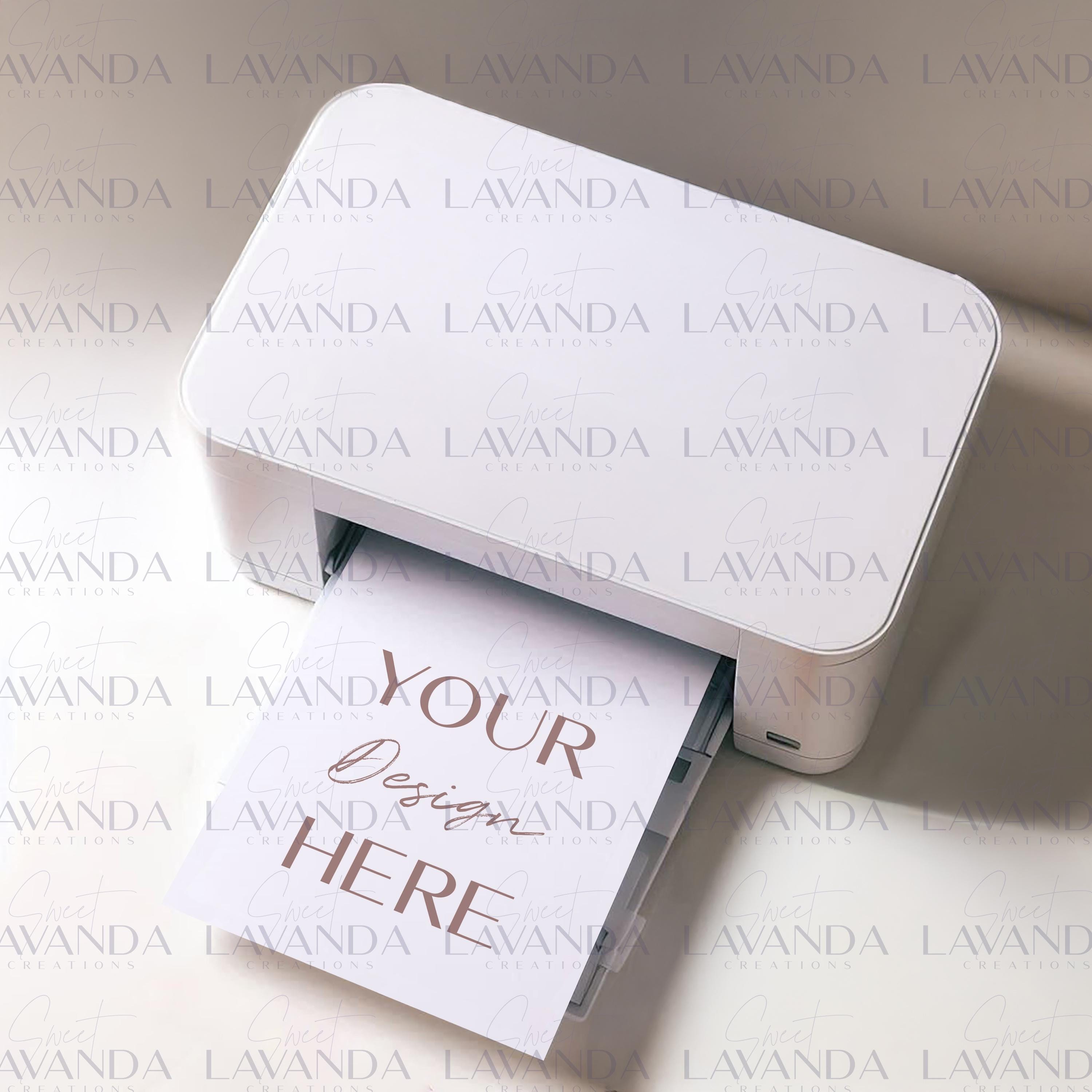 White Printer Mockup: Minimalist Desk Photo (PSD+CANVA Digital Download ...