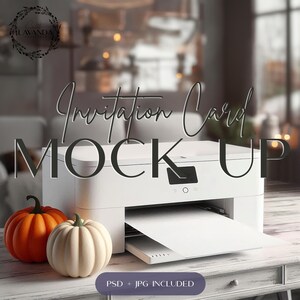 White Printer Fall Mockup, Printing Mock up Room Setting Home Printer ...