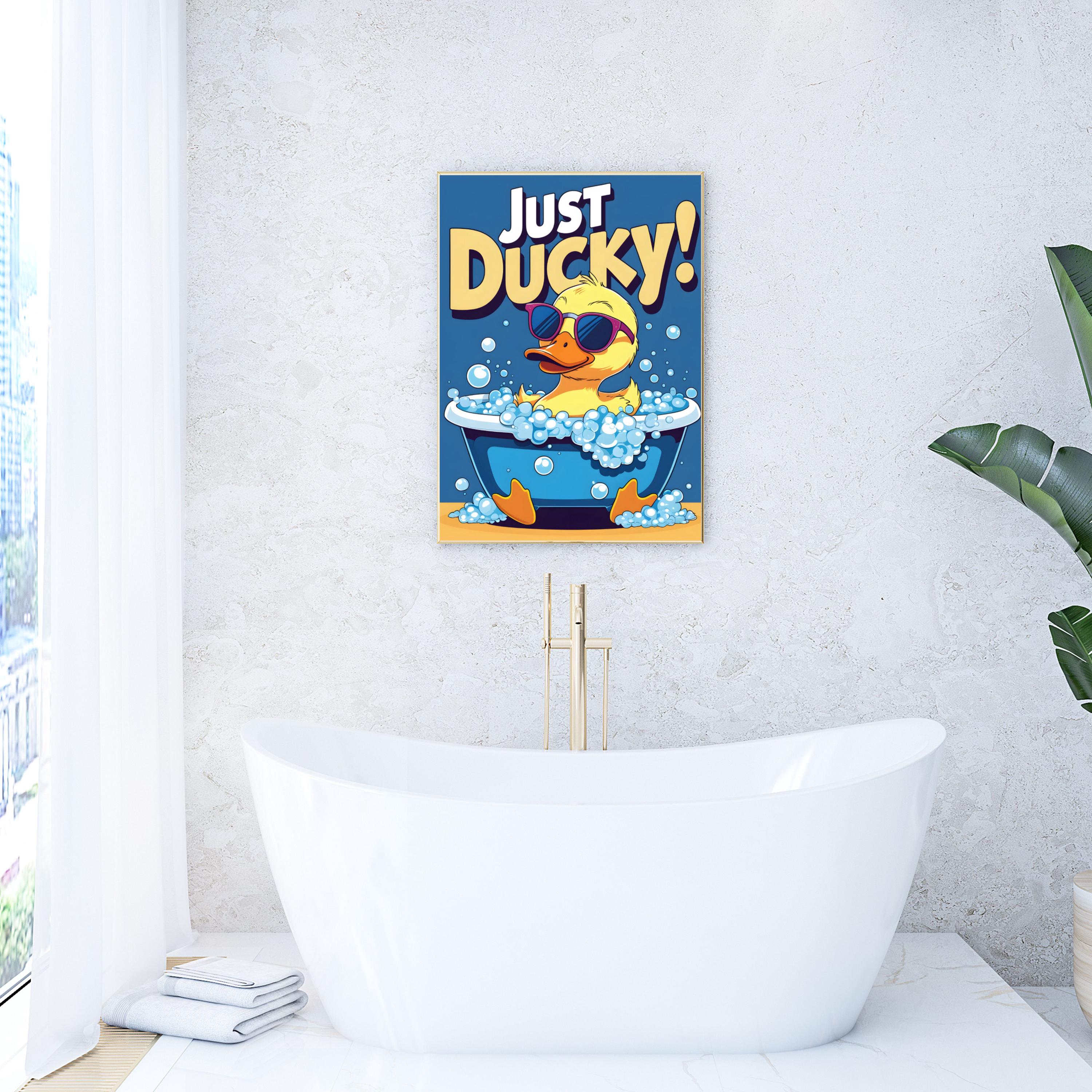 Just Ducky! Funny Rubber Duck Art Print | Cute Bathroom Decor ...