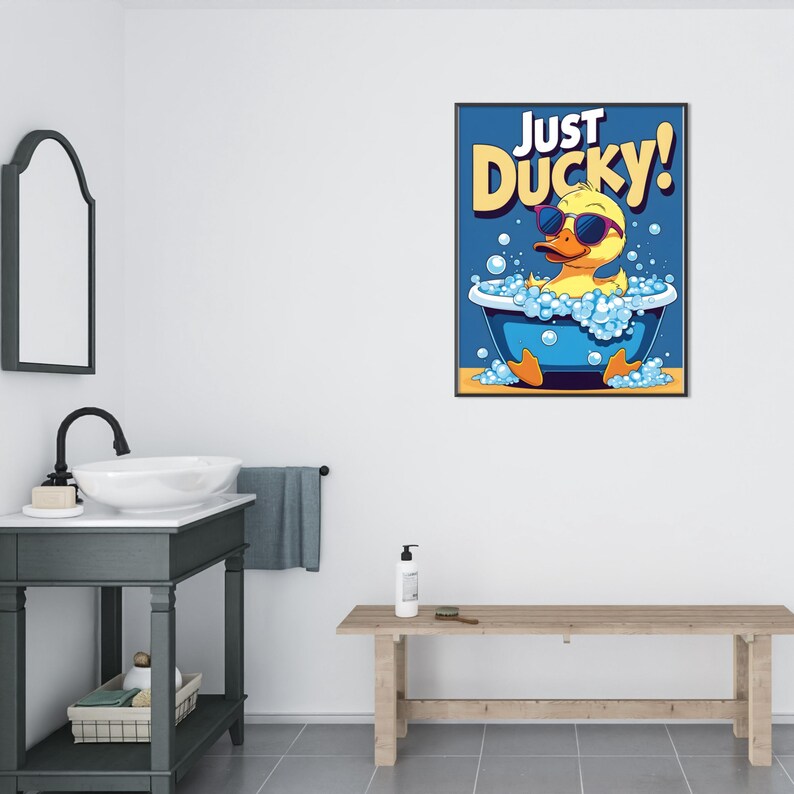 Just Ducky! Funny Rubber Duck Art Print | Cute Bathroom Decor ...