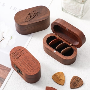 Custom Wooden Guitar Pick Box With Personalized Engraving, Unique ...