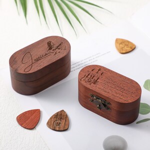 Custom Wooden Guitar Pick Box With Personalized Engraving, Unique ...