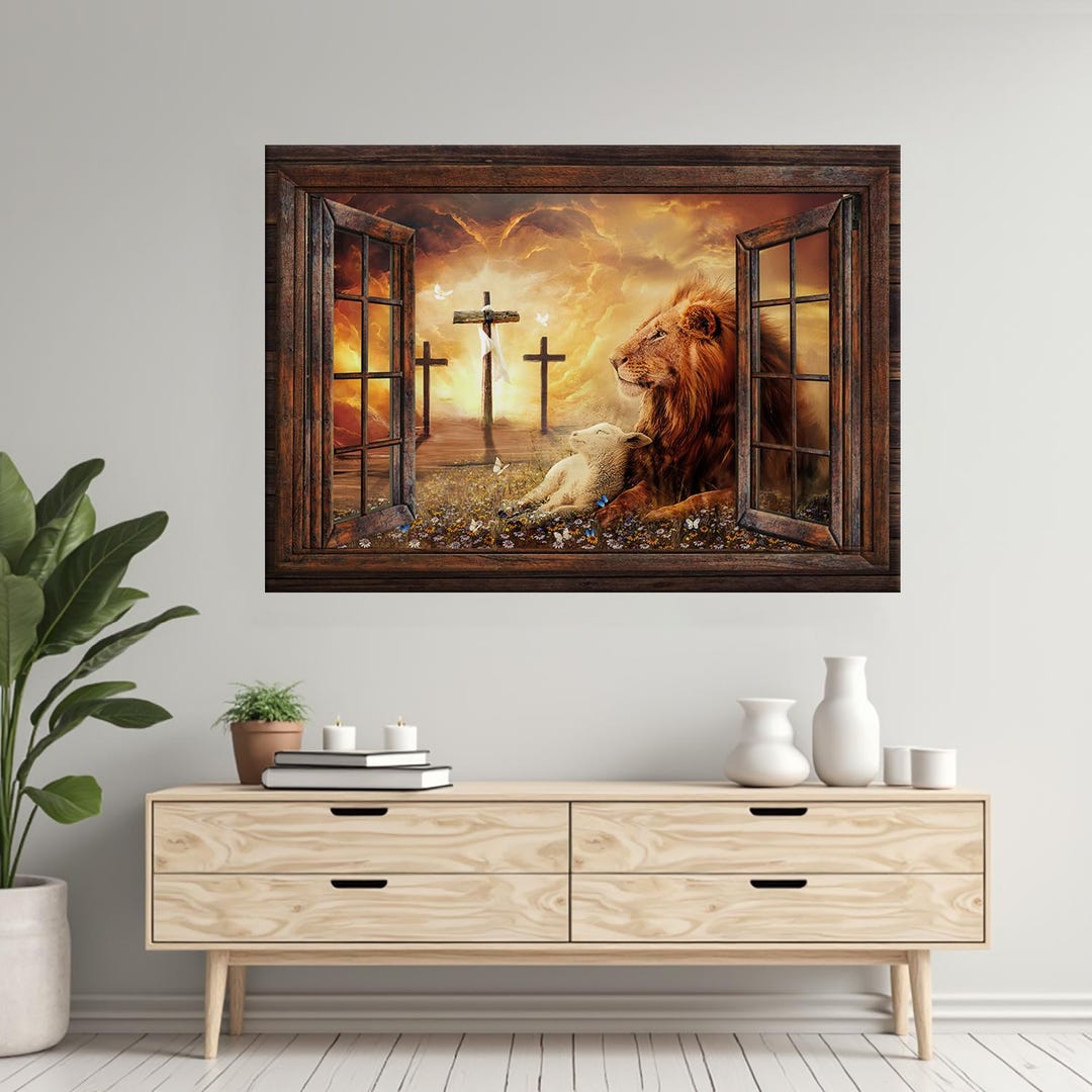 Three Rugged Crosses, on a Peaceful Day, Lion of Judah, Lamb of God ...