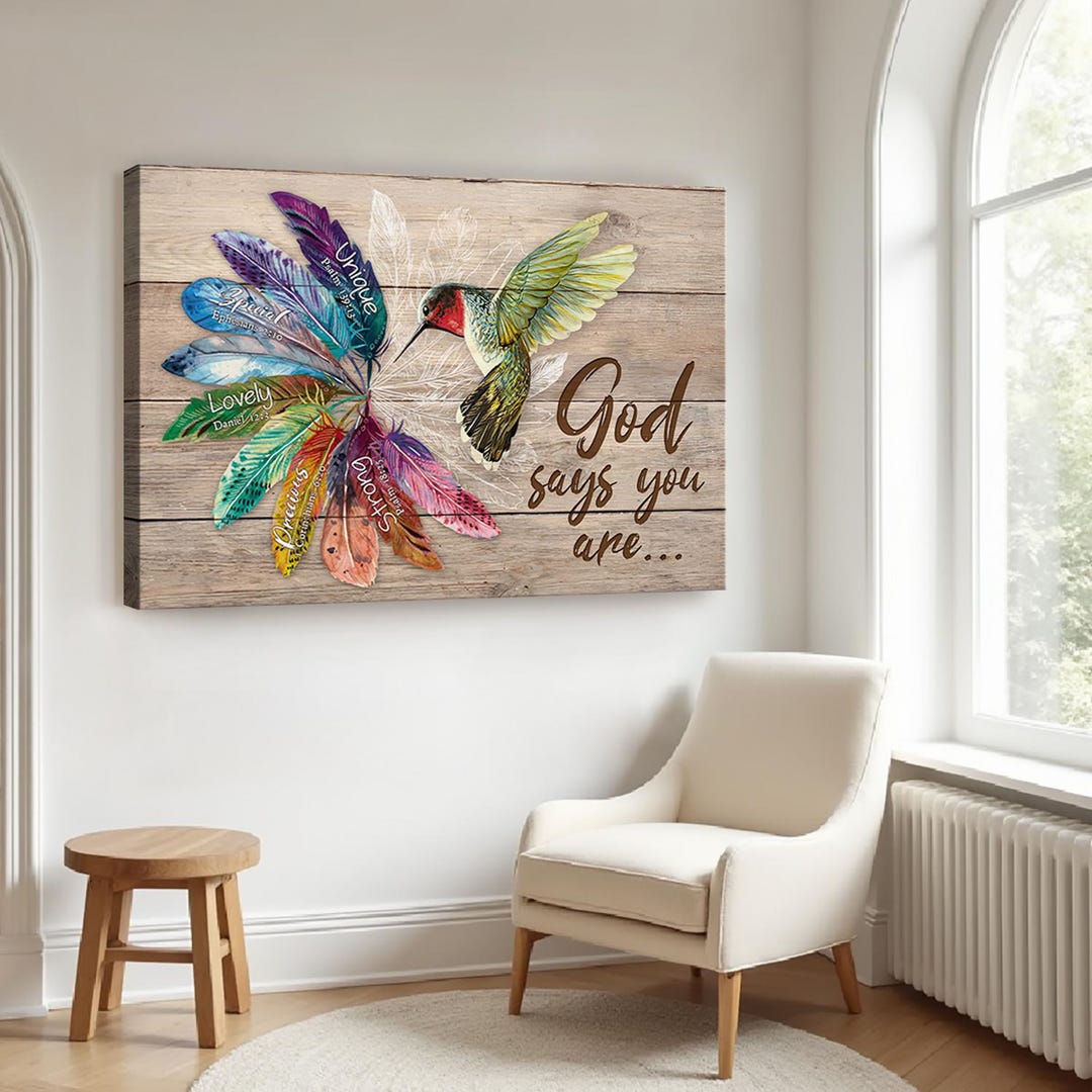 God Says You Are Unique, Hummingbird, Colorful Feathers, Christian Wall ...