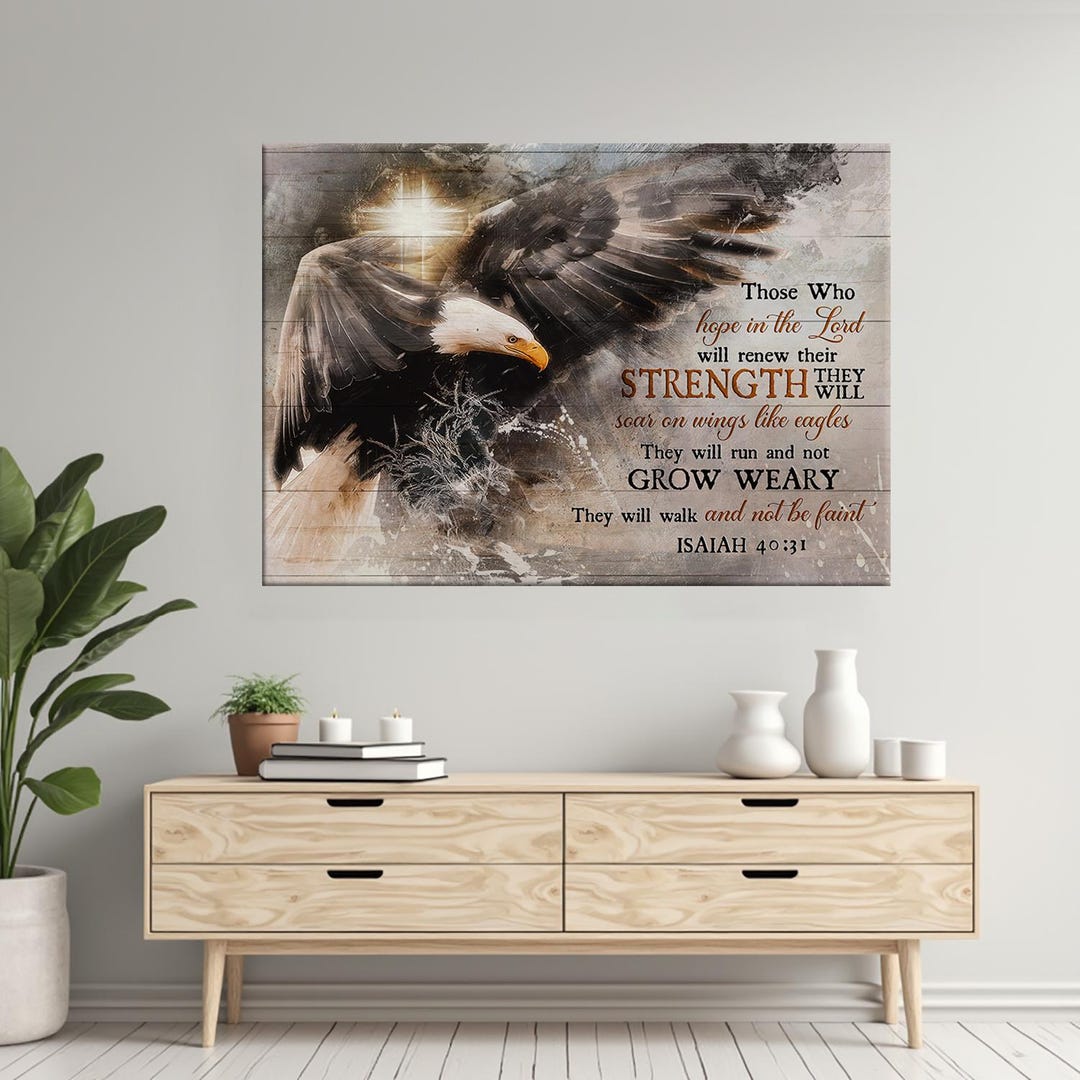 Bald Eagle, Cross Symbol, They Will Walk and Not Be Faint, Canvas Wall ...