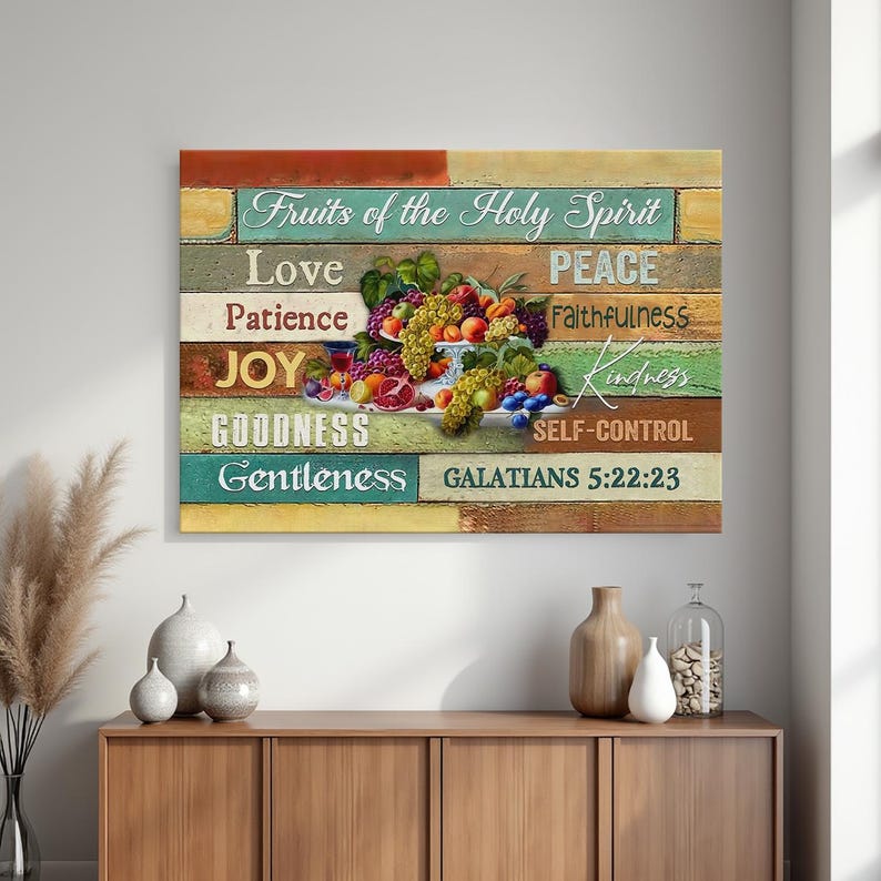 Fruits of the Holy Spirit Wall Art Christian Bible Verse Galatians 5 22 ...