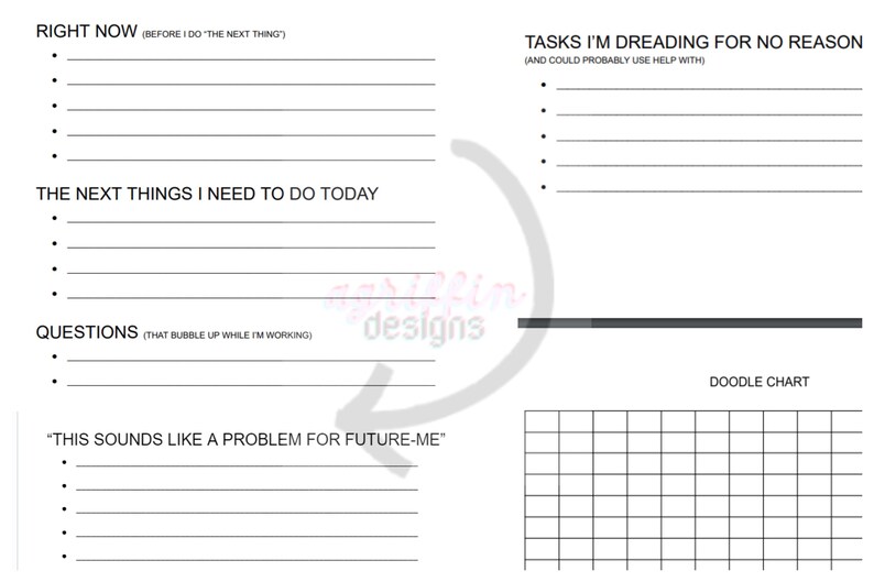 ADHD Daily to Do List, Daily Planner, and Doodle Grid, Stickers - Etsy