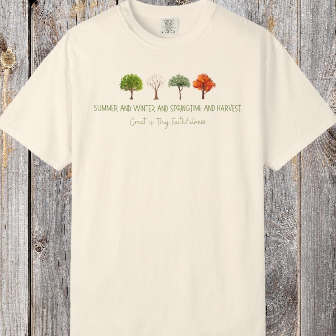 Great is Thy Faithfulness Christian Hymn T-shirt, Seasonal Trees ...