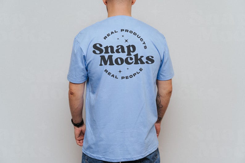 Gildan 64000 Carolina Blue Shirt Back Side Mockup | T-shirt Back Mock ...
