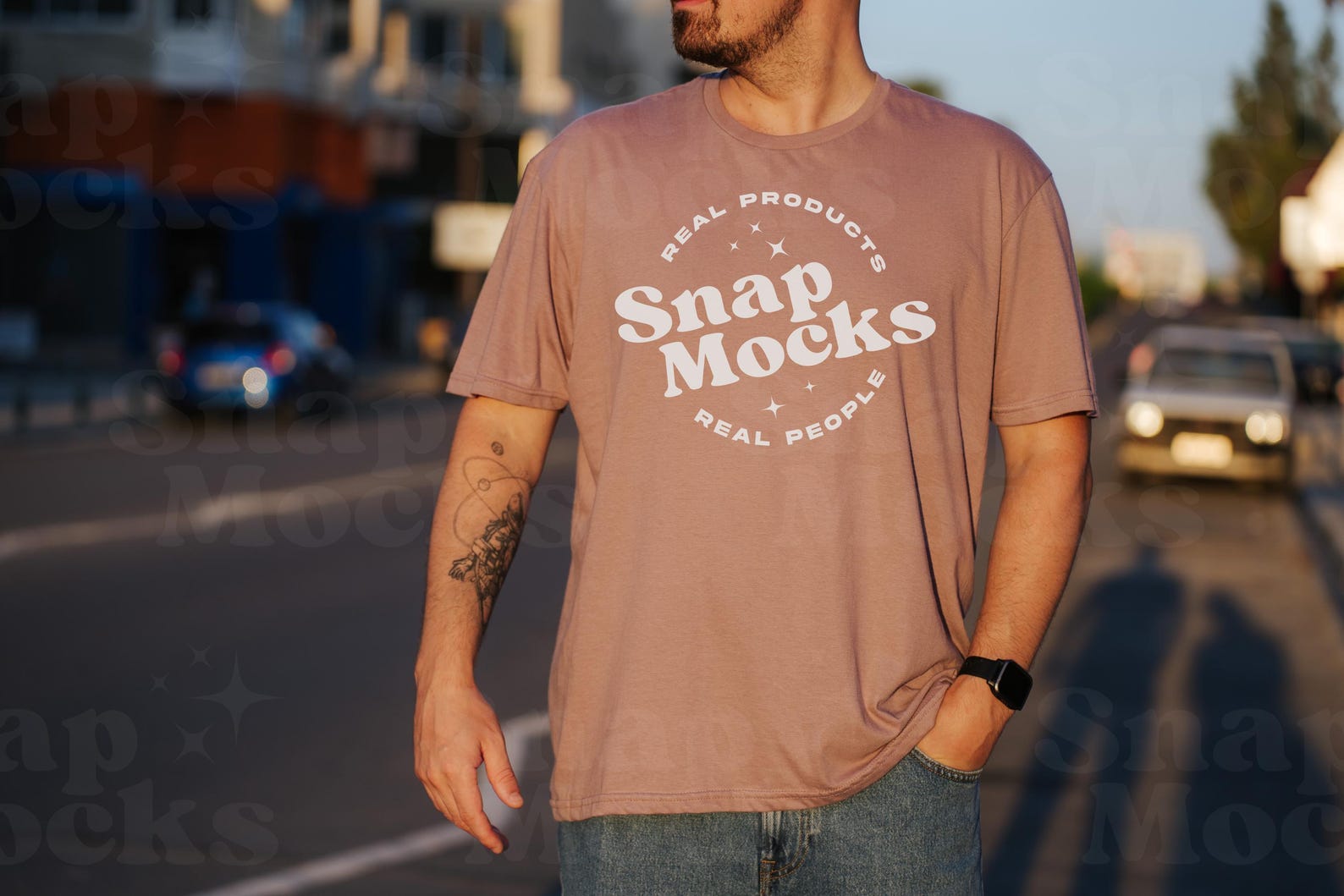 Gildan 64000 Paragon Mockup in Sunset | Gildan Soft Style Mockup | Real ...