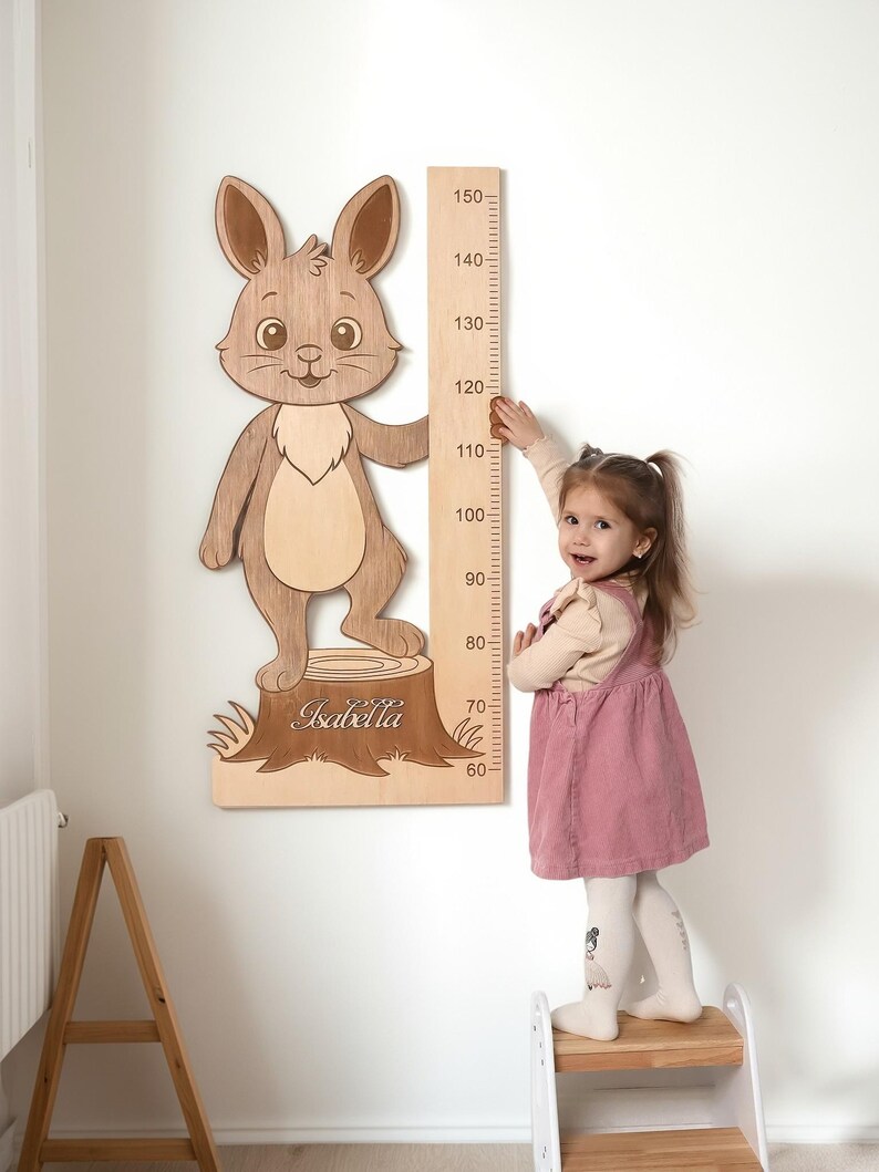 Whimsical Growth Chart With Bunny, Forest Themed Wall Decor for ...