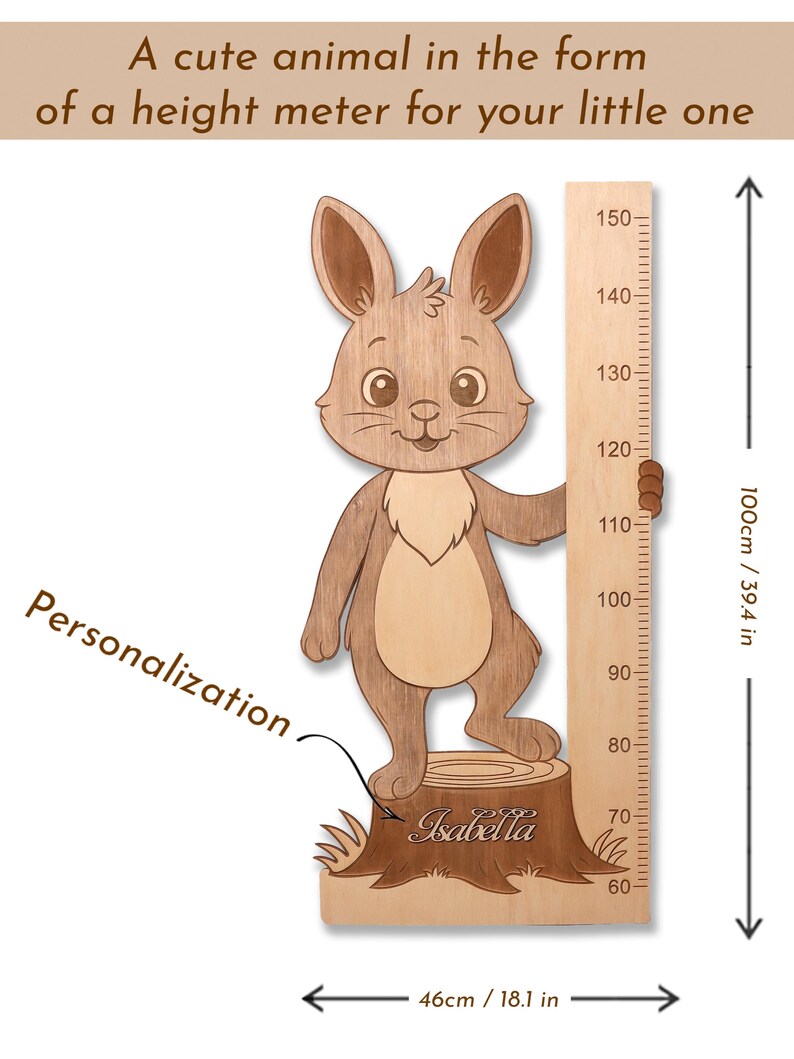 Whimsical Growth Chart With Bunny, Forest Themed Wall Decor for ...