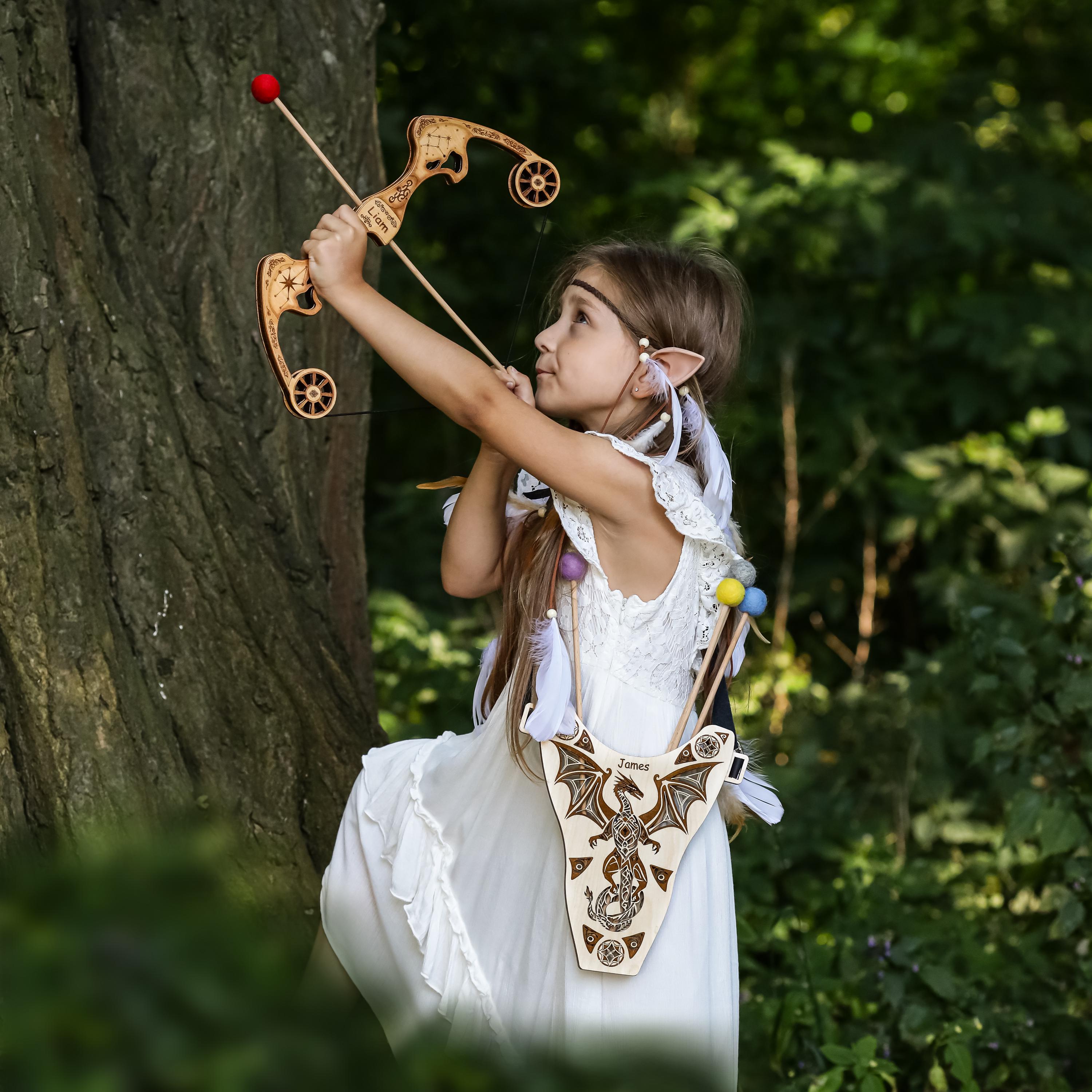 Eco Wood Archery Bow and Arrow Set, Custom Engraved Quiver, Birthday ...