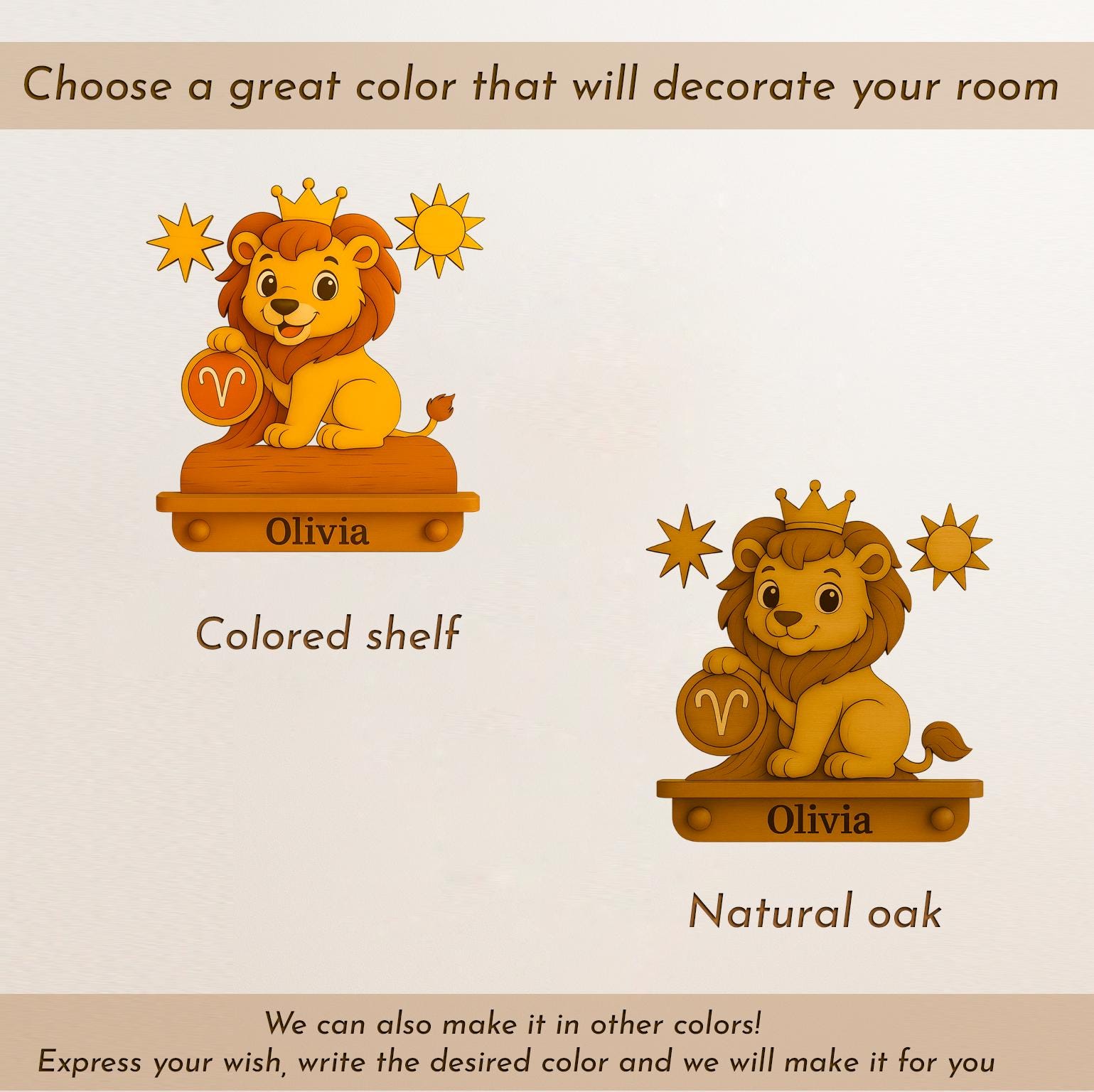Colorful Leo Birth Sign Decorative Shelf, Celestial Furniture for ...