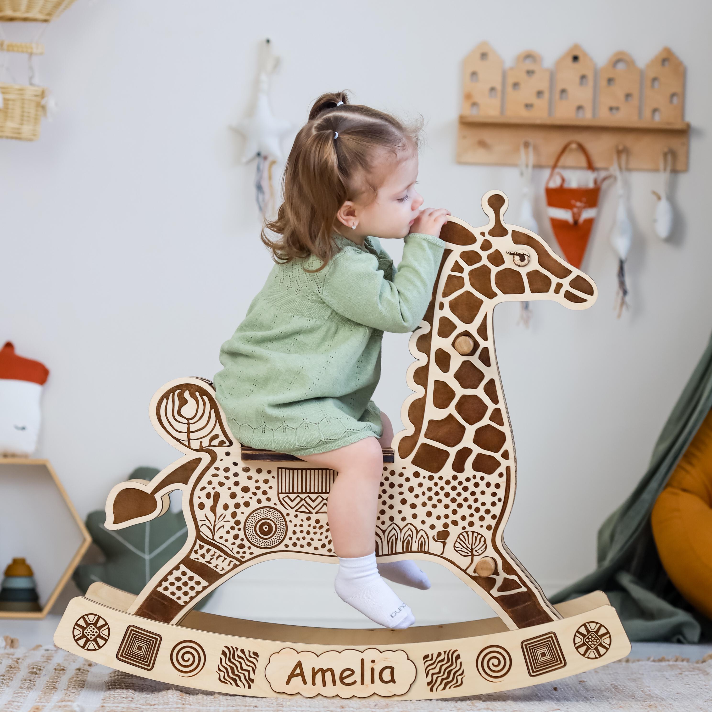 Personalized Wooden Rocking Giraffe, Custom Engraved Ride on Toy - Etsy