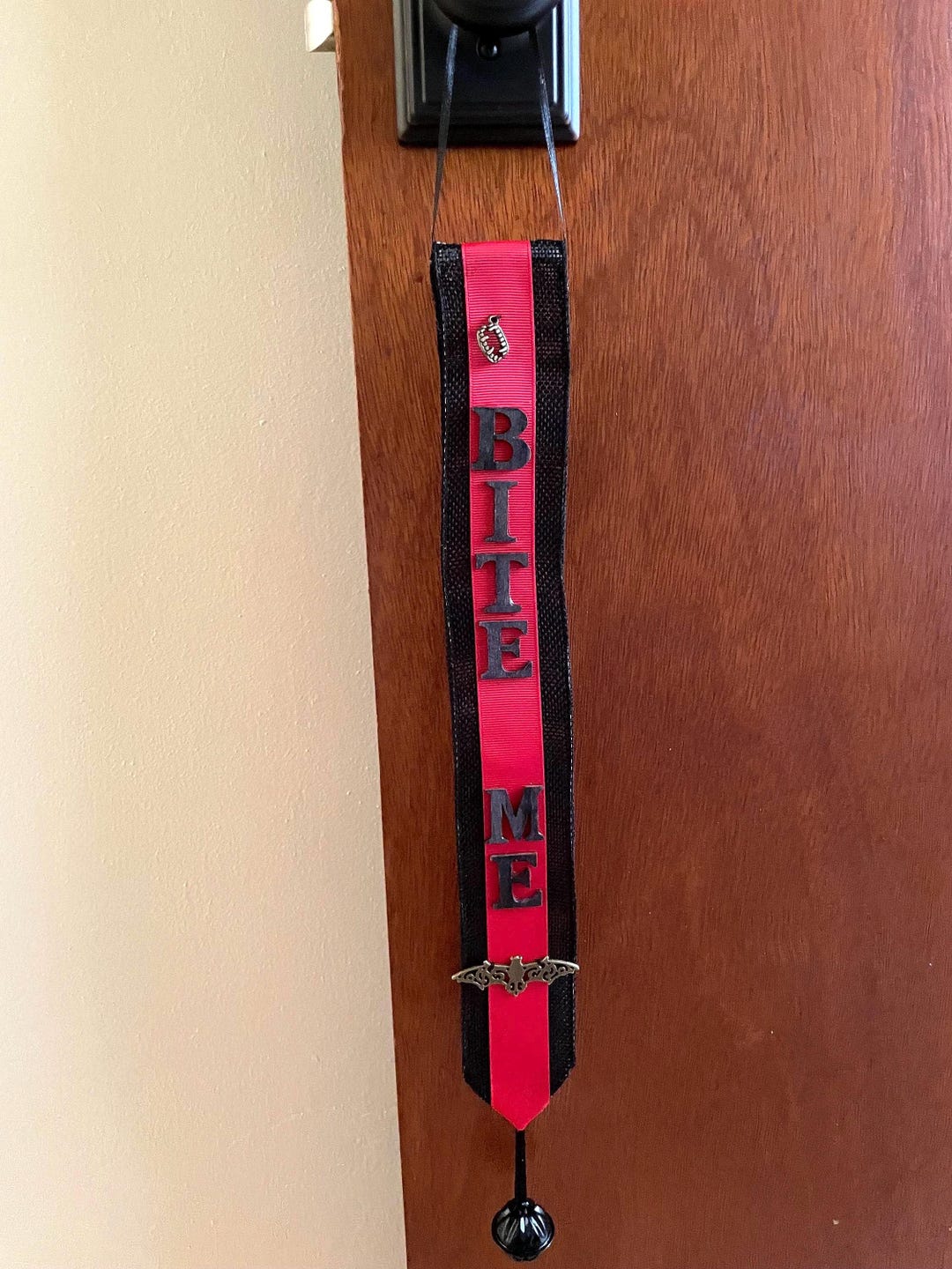 Bite Me Vampire Door Hanger L Halloween Witchy Decoration L Wall Art L ...