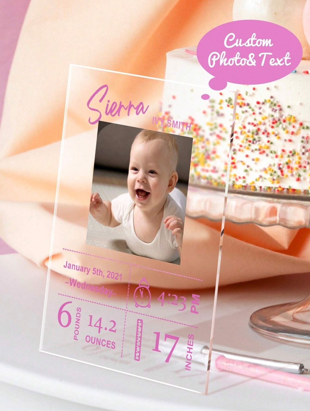 Birth Announcement Frame | Personalized Baby Photo Frame | Newborn ...