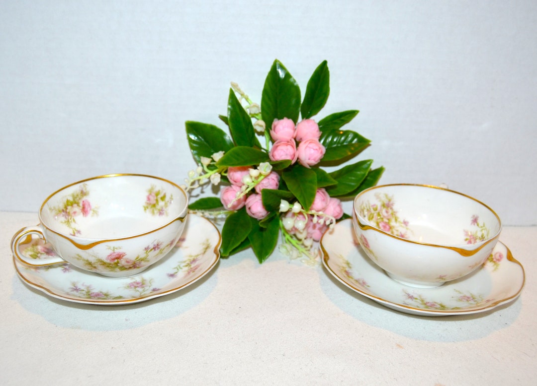 Vintage French Country Shabby Chic Tea for Two Pink With Gold Cups ...