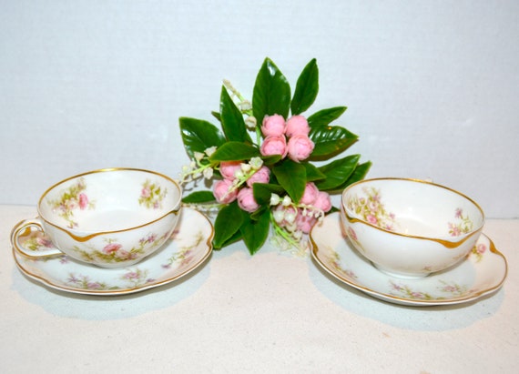 Vintage French Country Shabby Chic Tea for Two Pink With Gold - Etsy