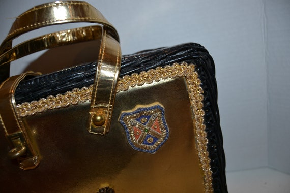 Vintage Handbag 1950's Crests in Beads on Gold with W… - Gem