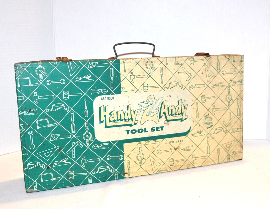 1950 Metal Box Handy Andy Storage for Tools Kids to Men Graphics Fun - Etsy