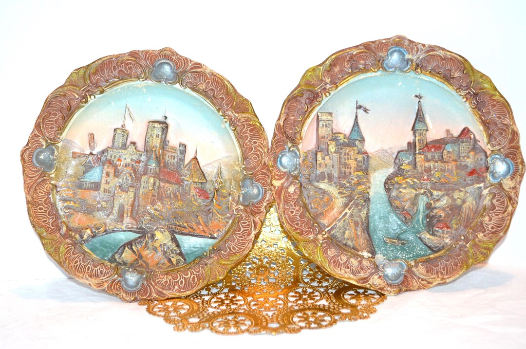 Vintage Art Nouveau Wall Plates Josef Strnact Maximalism Antique ...