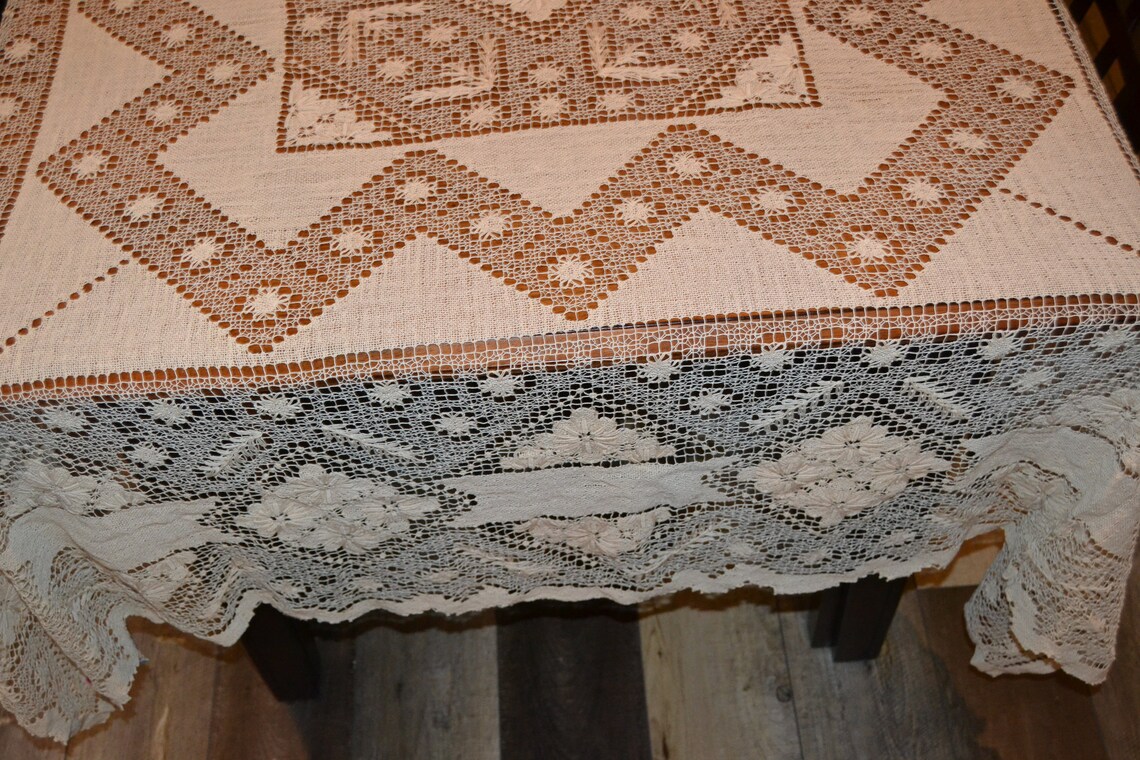 Vintage Crochet Tablecloth Tuscany Lace Cotton - Etsy