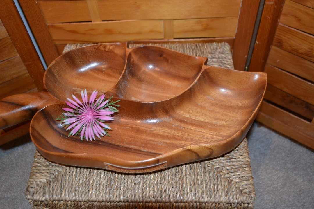 Vintage Teak Dish Monkey Pod 1971 Souvenir Hawaii - Etsy