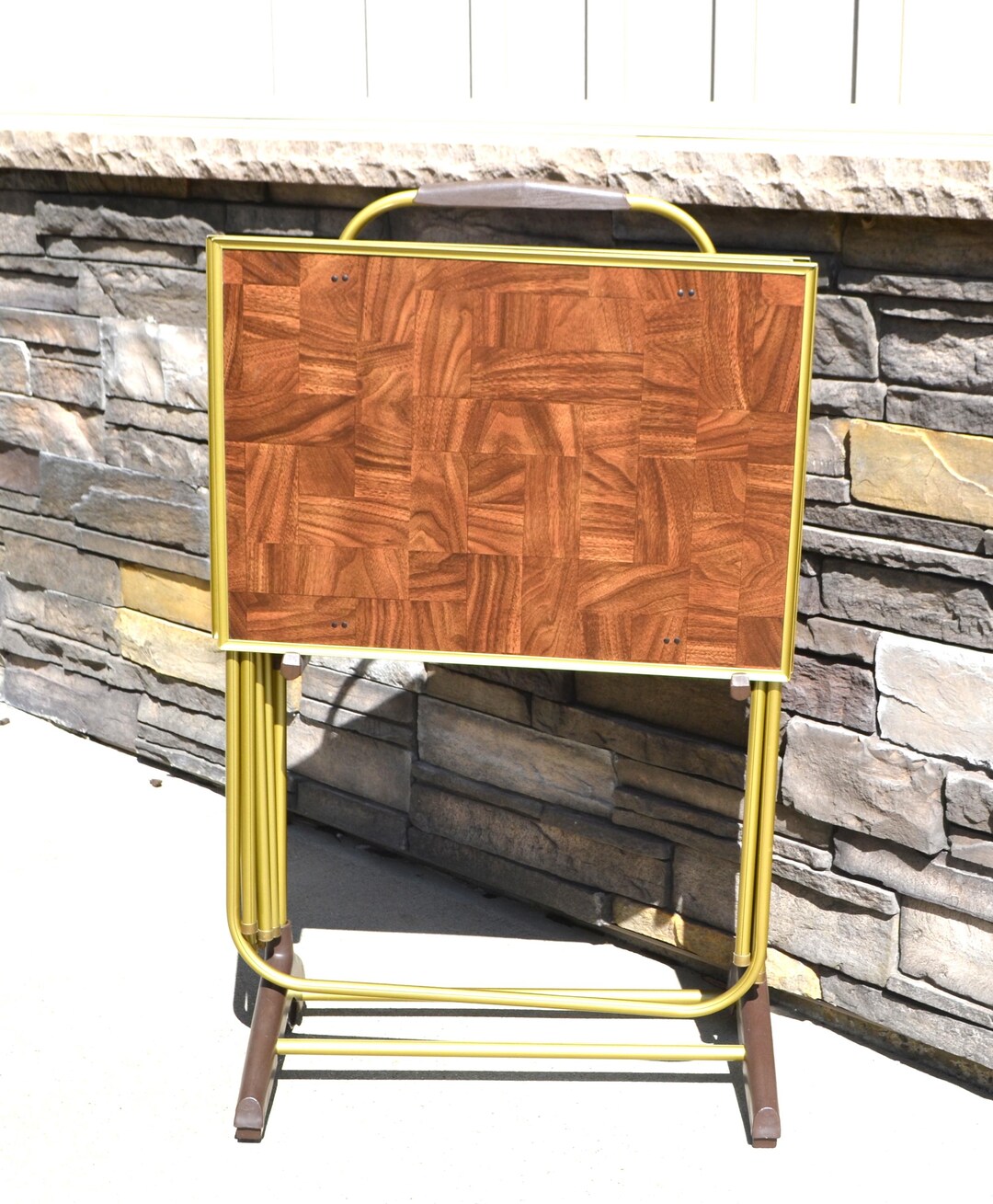 Vintage T.V. Trays Cottage Country MCM Rustic Metal With Carrier - Etsy