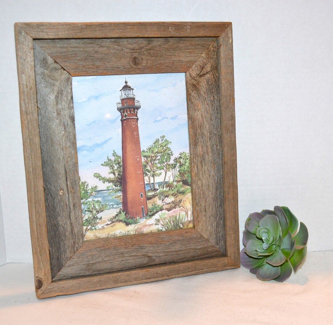 Lighthouse With Rustic Drift Wood Frame Little Sable Silver Lake ...