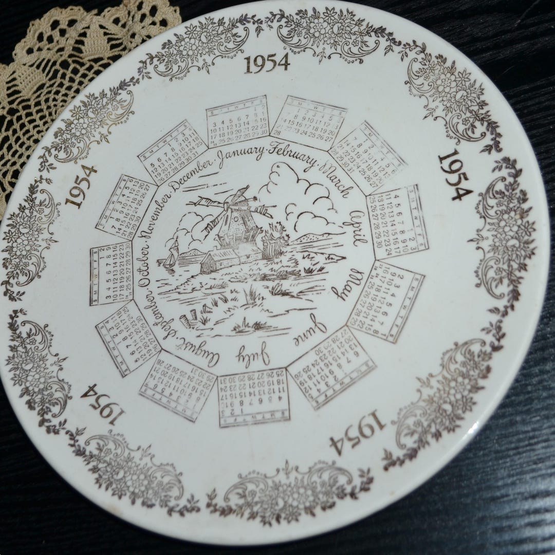 Vintage 1954 Calendar Plate: Kitsch Windmill Wall Hanging - Etsy