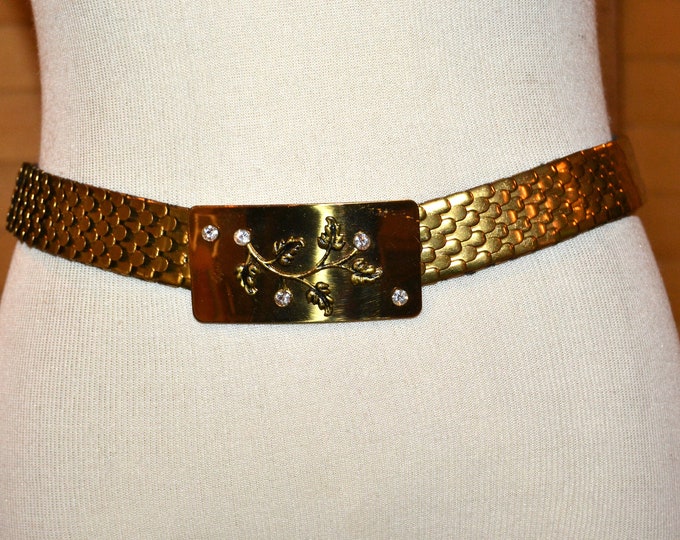 Vintage Belt Gold Stretch With Rhinestones - Etsy