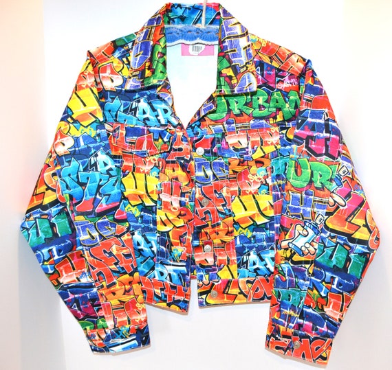 Vintage Bright Bold Jacket Totally Pop ARt Graffiti C… - Gem