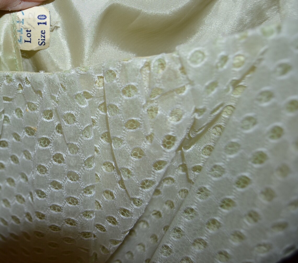 Vintage Gown 1950's Punched Eyelet Light Sage Full Swing With Sash - Etsy