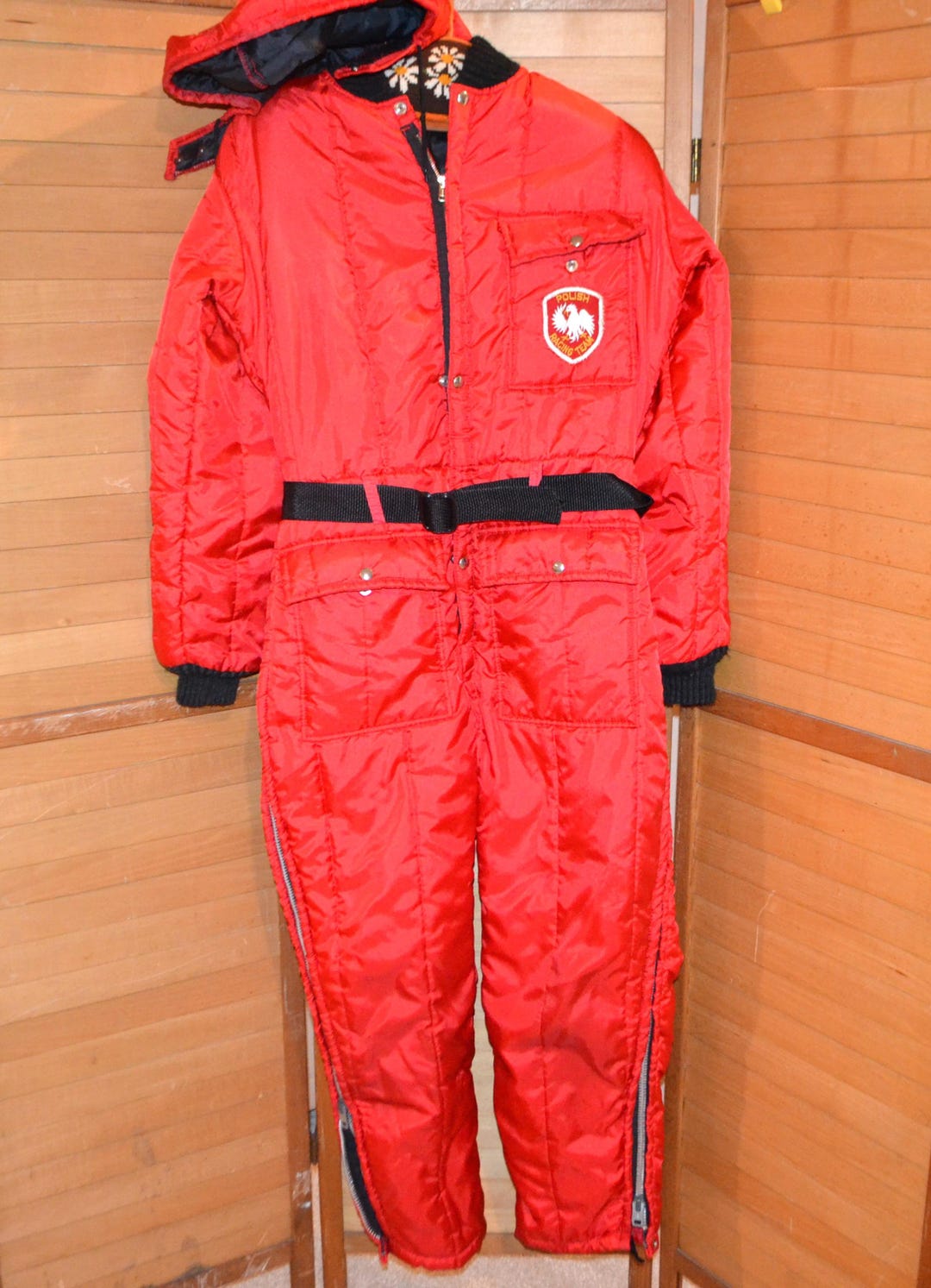 Vintage Red Polish Racing Team Official Custom One Piece Ski Suit 1960 ...