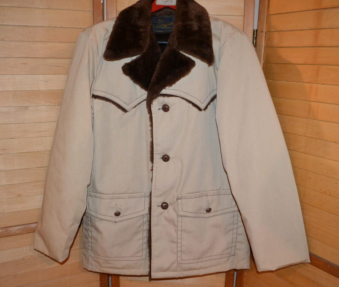Mens Vintage Western Canvas Coat 1970's Barrel Buttons Fuzzy Lining - Etsy