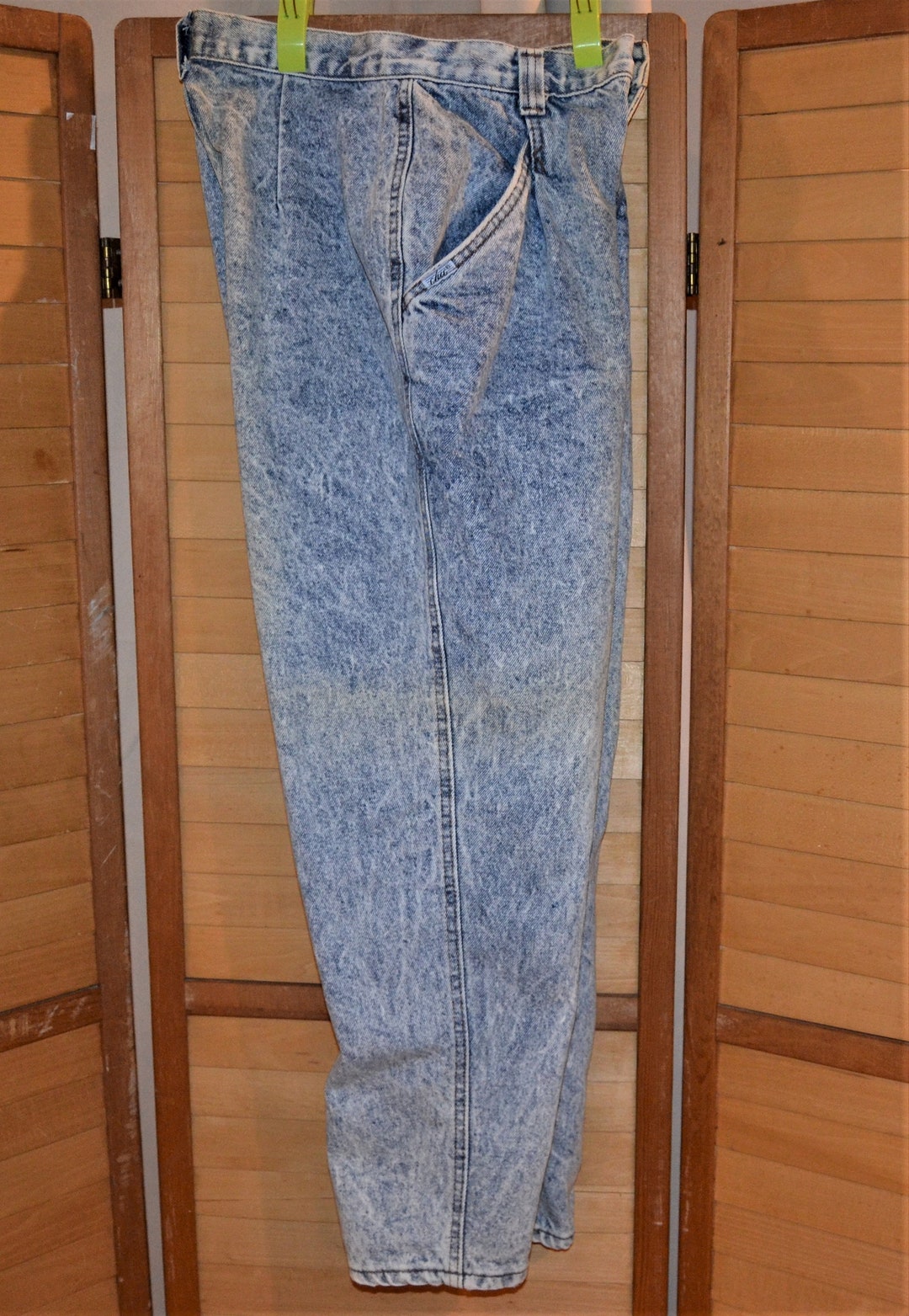 Vintage Acid Wash High Waist Peg Leg Chic Pleated Jeans - Etsy