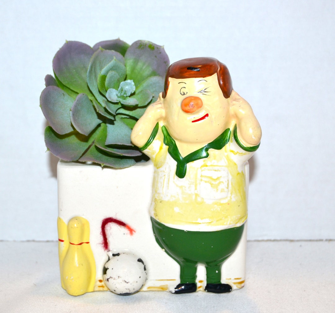 Vintage Planter Bowling With Bomb and Fun Man - Etsy