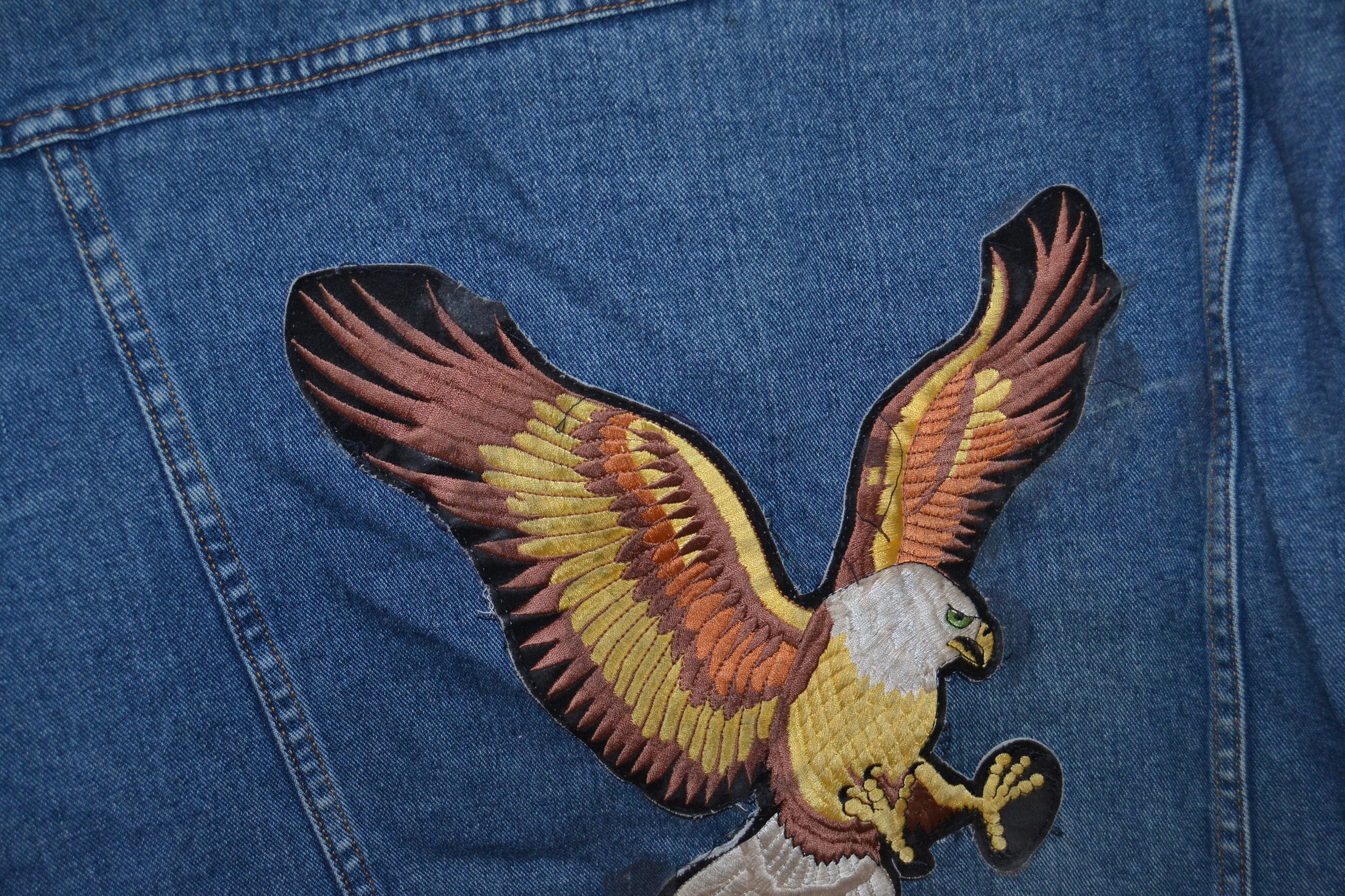 Vintage Blue Jean Jacket American Eagle - Etsy Vintage Blue Jean Jacket American Eagle - Etsy