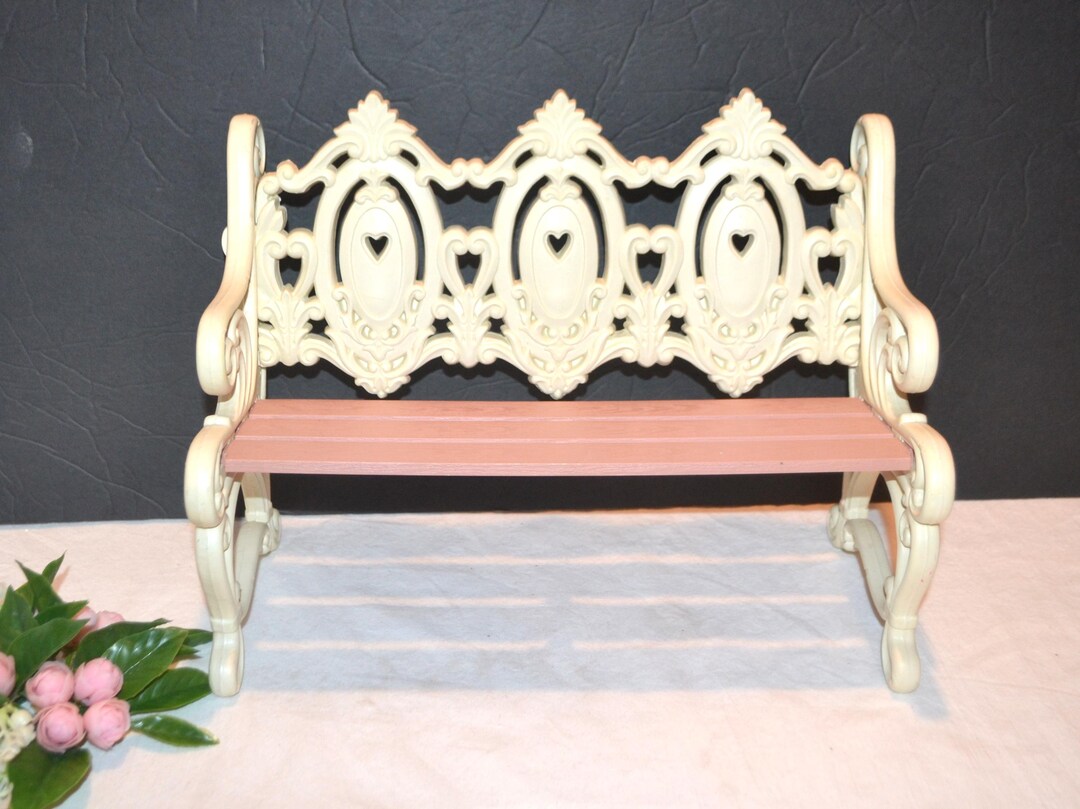 Vintage Doll Bench Victorian Ornate Pink and Ivory - Etsy