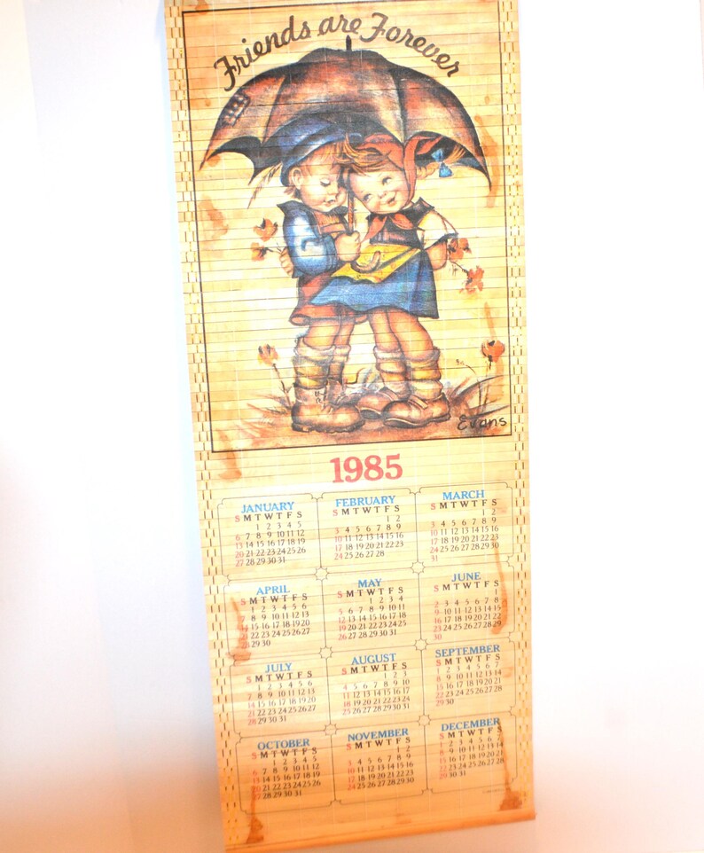 Vintage Rainbow Happy Calander With Back Friendship on Bamboo 1985 - Etsy