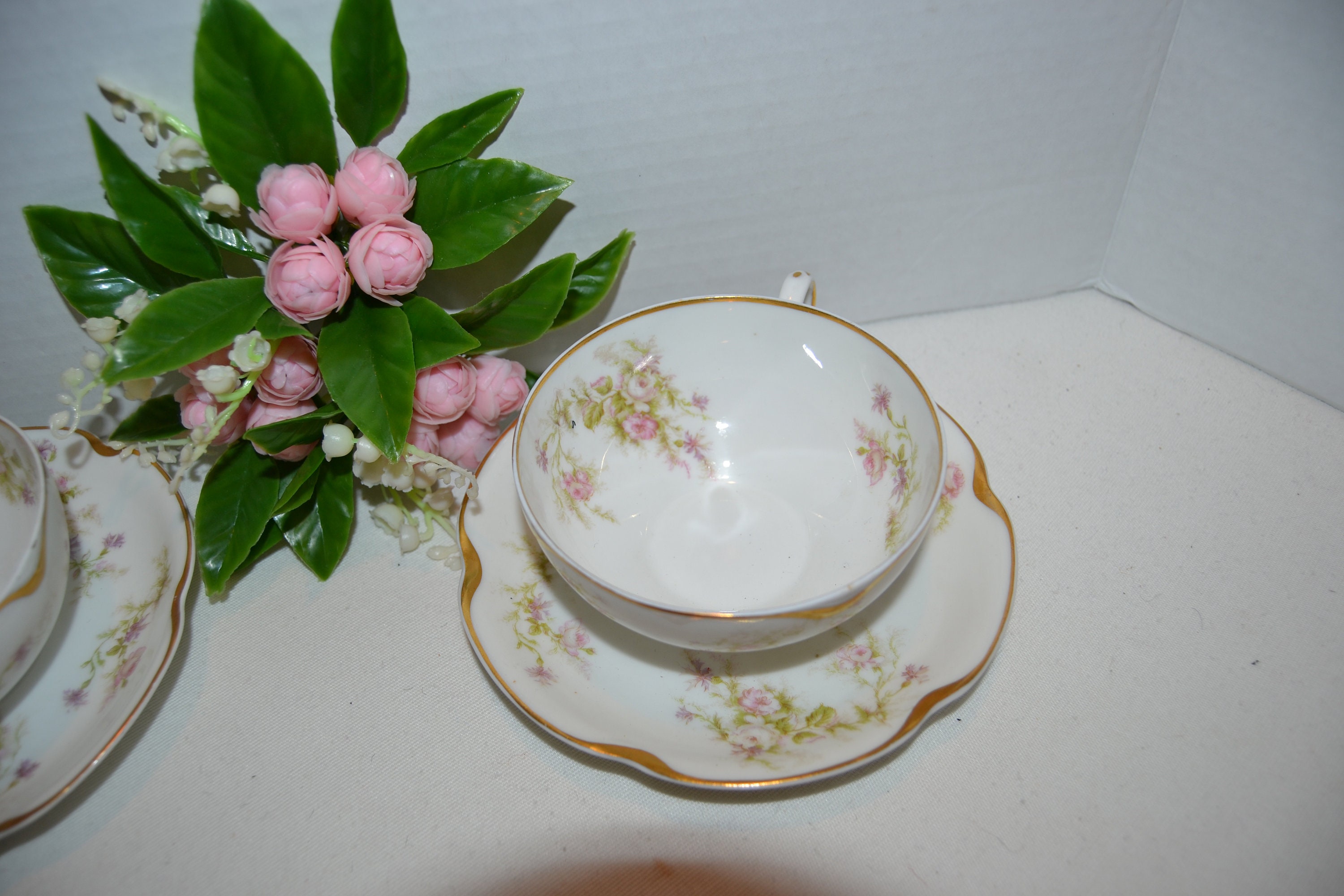 Vintage French Country Shabby Chic Tea for Two Pink With Gold Cups ...
